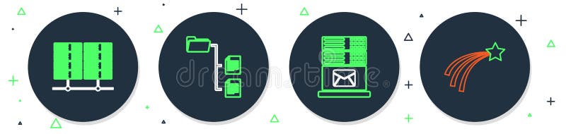 Set Falling Star, Police Badge, Rocket Ship with Fire, Car Wash, Unknown Document and Cloud Mail ...