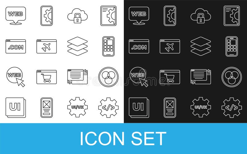 Set Line Front End Development Rgb and Cmyk Color Mixage Applications ...