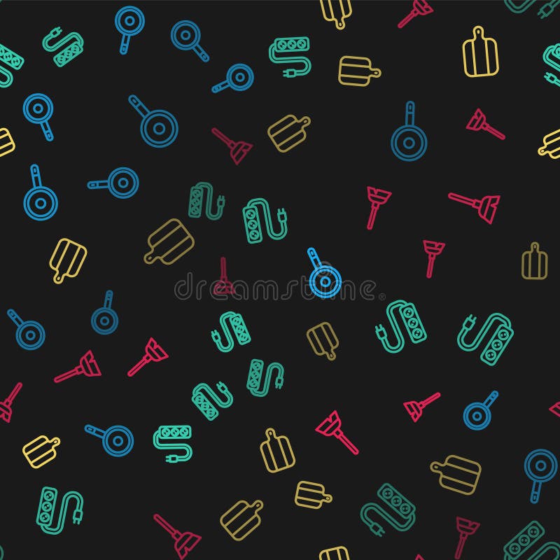 Set Line Frying Pan, Electric Extension, Cutting Board and Handle Broom ...