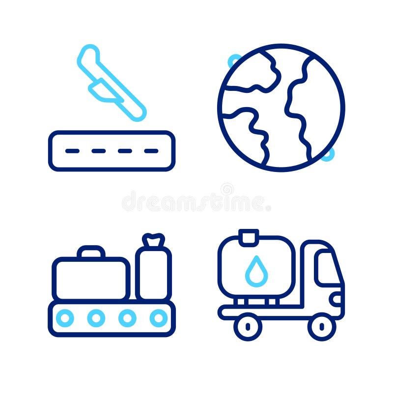Set Line Fuel Tanker Truck, Conveyor Belt with Suitcase, Worldwide and ... Set Line Fuel Tanker Truck, Conveyor Belt with Suitcase, Worldwide and ...