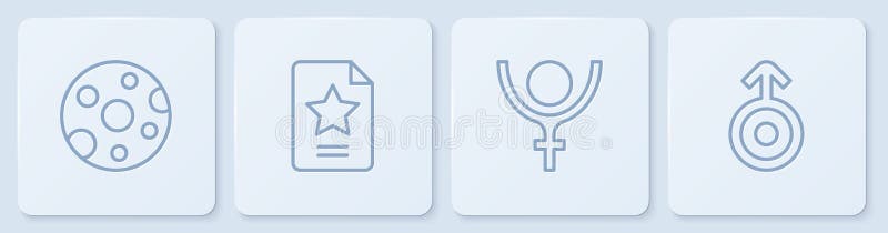 Set Line Full Moon, Symbol Pluto, Star Constellation Zodiac and Uranus ...