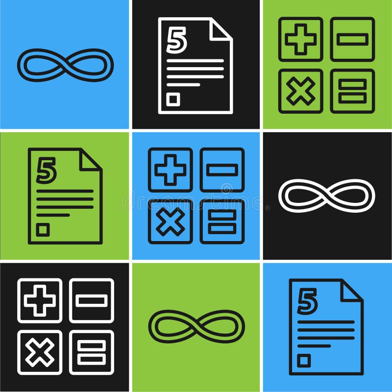 Set Line Function Mathematical Symbol, Feather and Inkwell and Infinity ...