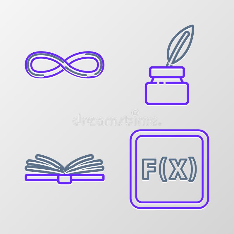 Set Line Function Mathematical Symbol, Open Book, Feather and Inkwell ... Set Line Function Mathematical Symbol, Open Book, Feather and Inkwell ...