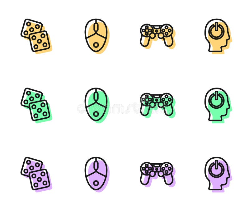 Set Line Game Controller Or Joystick Dice Computer Mouse And Power