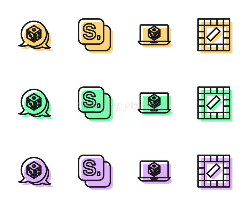 Set Line Game Dice, Bingo and Board Game Icon. Vector Stock Vector ...