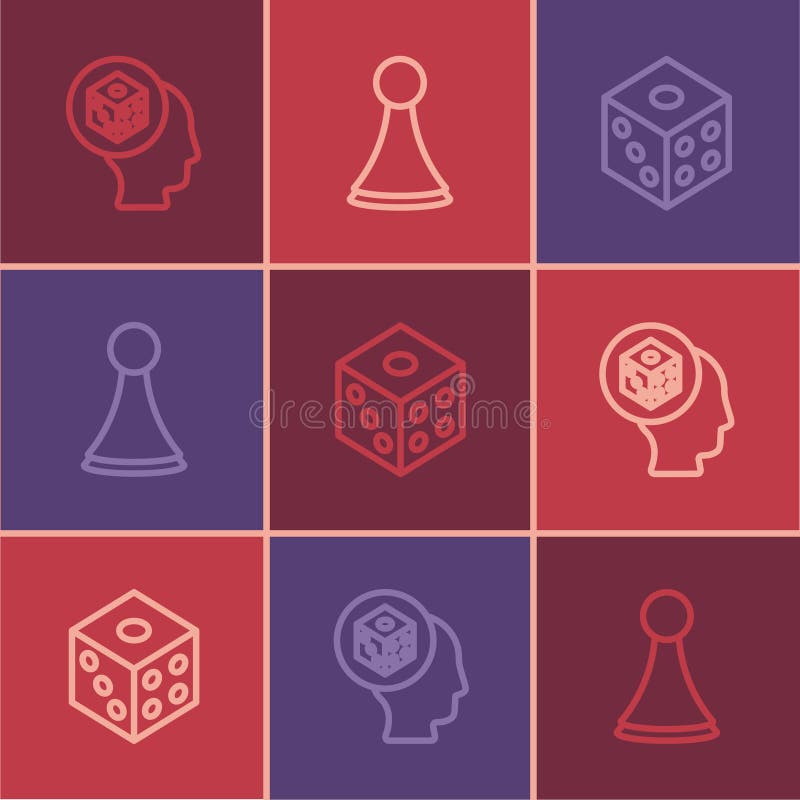 Set Line Game Dice, and Chip for Board Game Icon. Vector Stock Vector ...