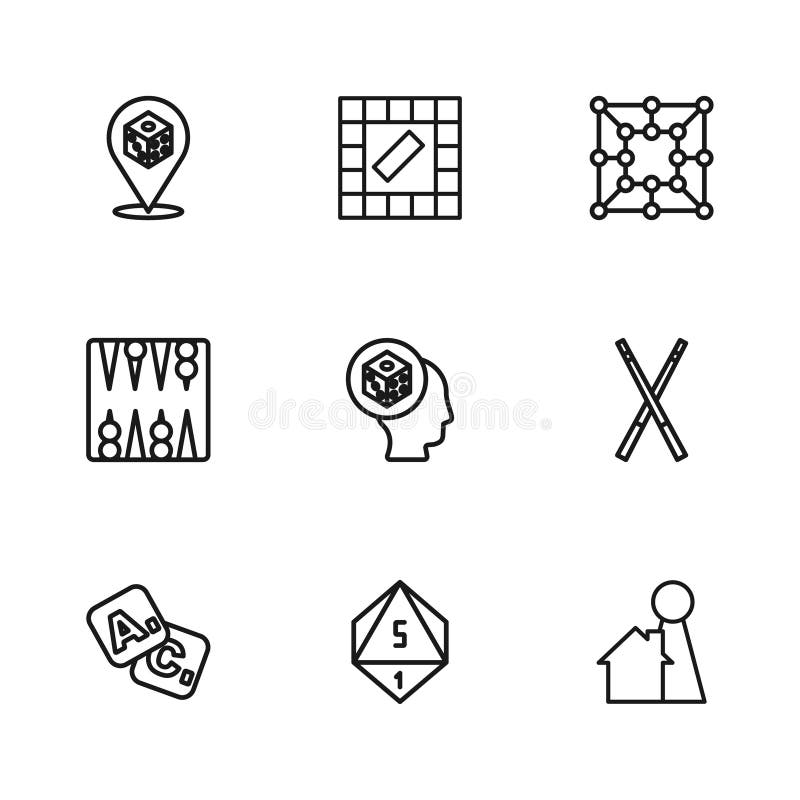 Set Line Game Dice, Crossed Billiard Cues, Chip for Board Game, Board ...