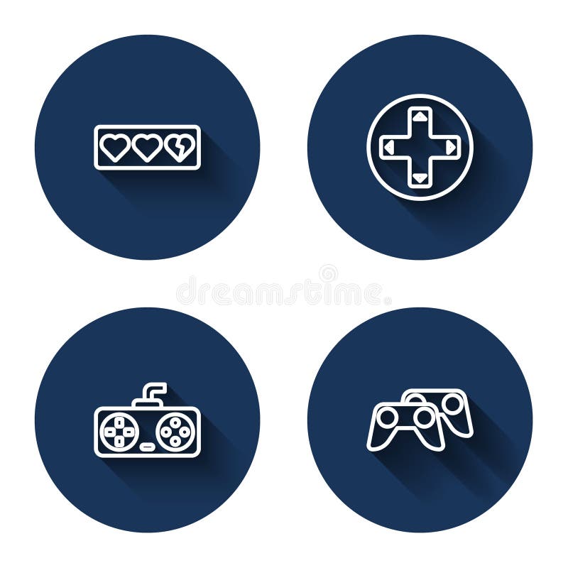 Set Line Game Life Bar, Controller or Joystick, and with Long Shadow ...