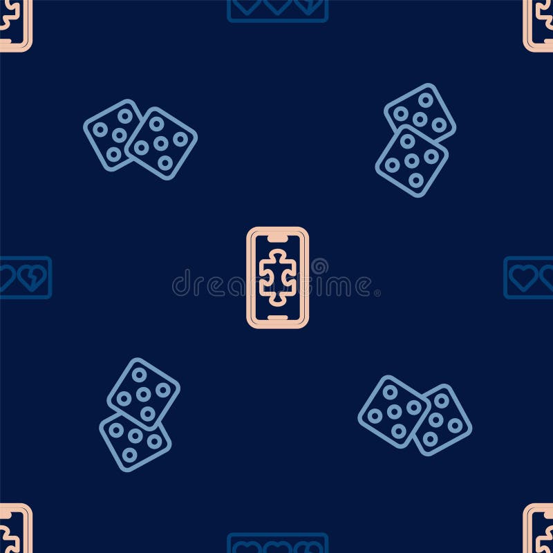 Set Line Game Life Bar, Dice and Mobile Gaming on Seamless Pattern ...