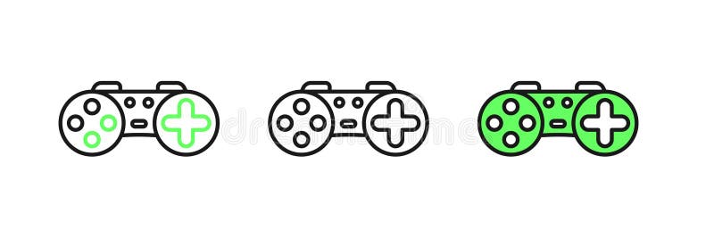 Set Line Gamepad Icon Isolated on White Background. Game Controller ...