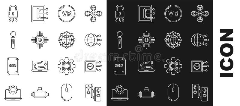 Set Line Gamepad, Remote Control, Global Technology or Social Network ... Set Line Gamepad, Remote Control, Global Technology or Social Network ...