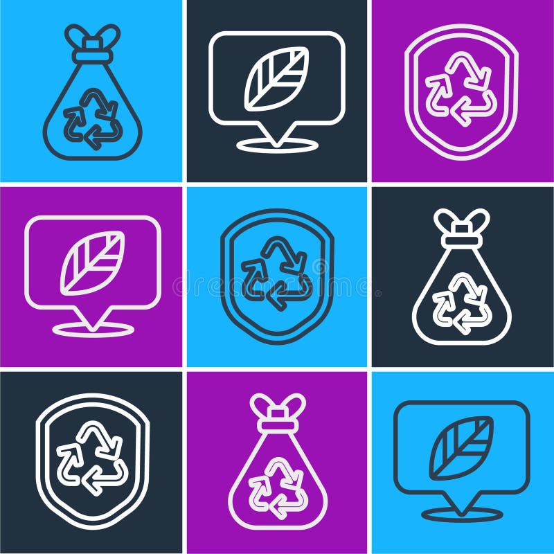 Set Line Garbage Bag with Recycle, Recycle Symbol Inside Shield and ...