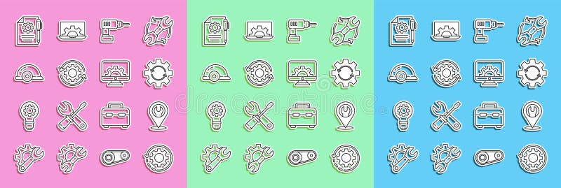 Set Line Gear and Arrows As Workflow, Location with Wrench Spanner ...