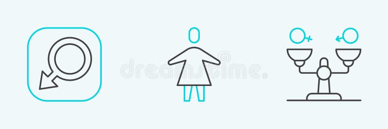 Set Line Gender Equality, Male Gender and Female Icon. Vector Stock ...