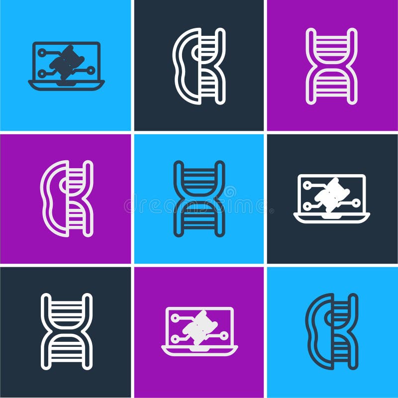 Set Line Genetic Engineering Modification, DNA Symbol and Genetically ...