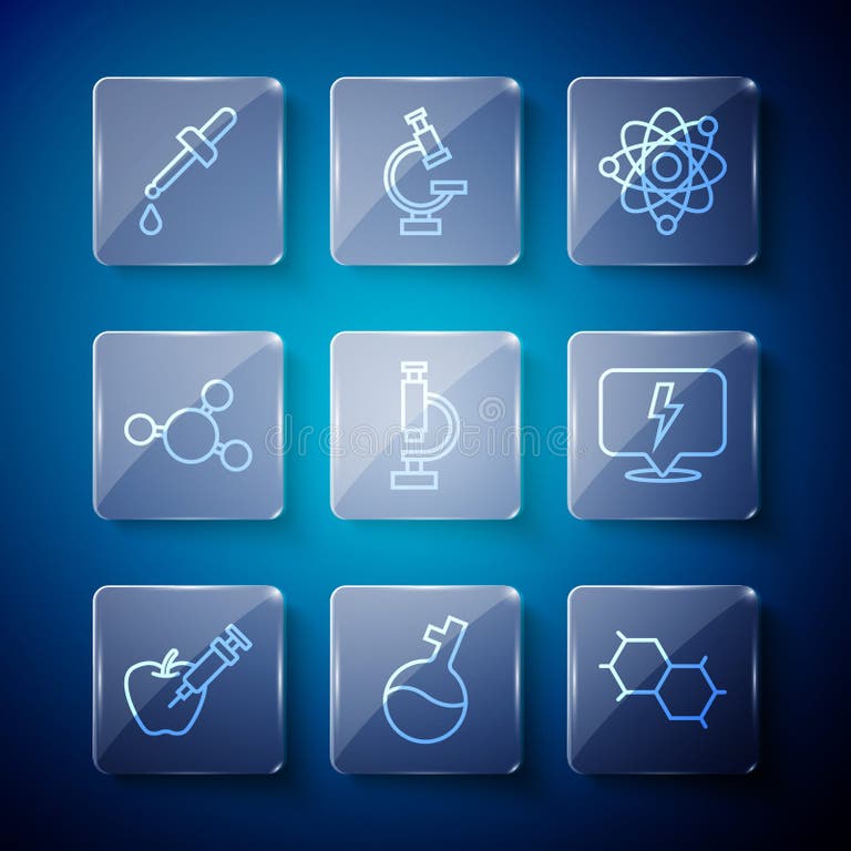 Set Line Genetically Modified Apple, Test Tube, Chemical Formula, Atom ...