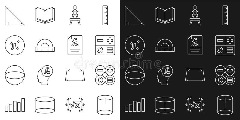 Set Line Geometric Figure, Calculator, Drawing Compass, Protractor, Pi ...