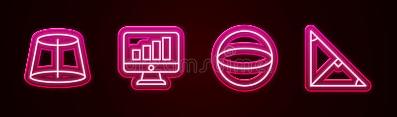 Set Line Geometric Figure, Computer Monitor with Graph Chart, Sphere ... Set Line Geometric Figure, Computer Monitor with Graph Chart, Sphere ...