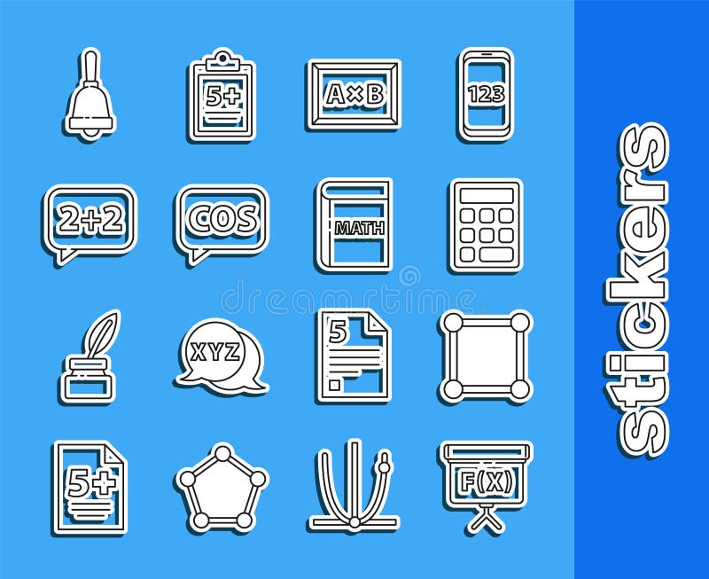 Set Line Geometric Figure Cube, Chalkboard with Diagram, Triangle Math ...