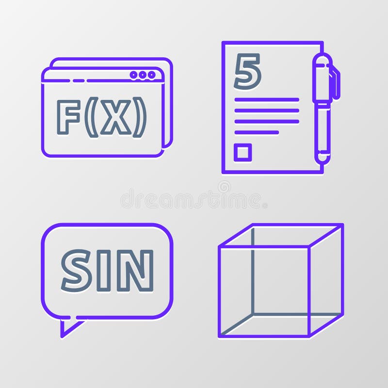 Set Line Geometric Figure Cube, Mathematics Function Sine, Test or Exam ... Set Line Geometric Figure Cube, Mathematics Function Sine, Test or Exam ...