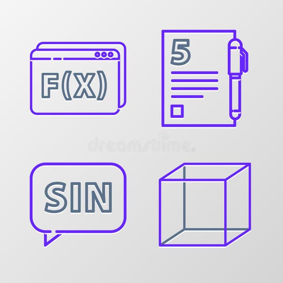 Set Line Geometric Figure Cube, Mathematics Function Sine, Test or Exam ...