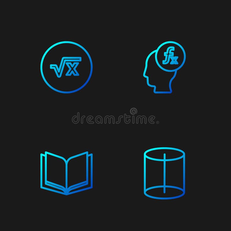 Set Line Geometric Figure Open Book Square Root Of X Glyph And