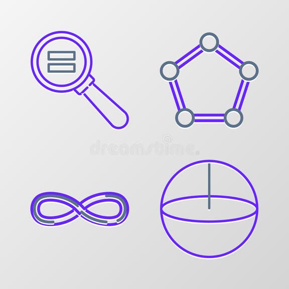 Set Line Geometric Figure Sphere, Infinity, Pentagonal Prism and ...