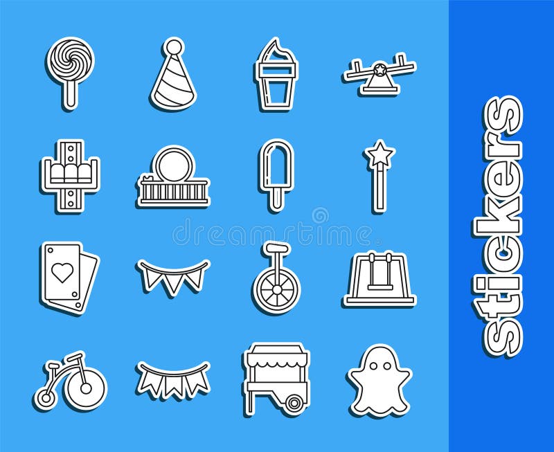 Set Line Ghost, Swing, Magic Wand, Ice Cream Waffle Cone, Roller ...