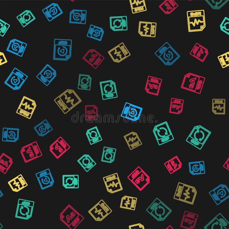Set Line File Document Mp3 And Otf On Seamless Pattern Vector