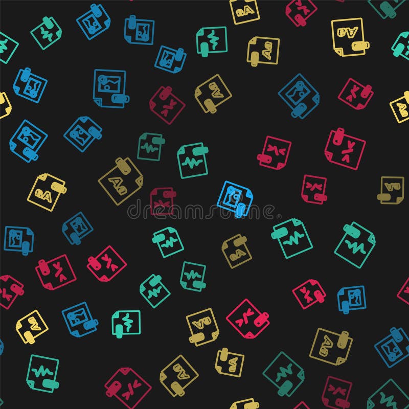 Set Line File Document Mp3 Otf And Xsl On Seamless Pattern