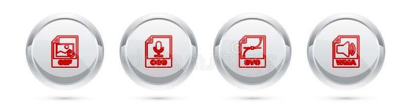 Set Line GIF File Document, OGG, SVG and WMA. Silver Circle Button ... Set Line GIF File Document, OGG, SVG and WMA. Silver Circle Button ...
