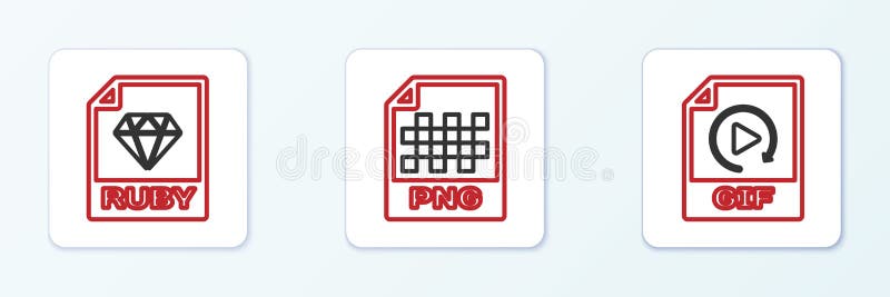 Set Line GIF File Document, RUBY and PNG Icon. Vector Stock Vector ... Set Line GIF File Document, RUBY and PNG Icon. Vector Stock Vector ...