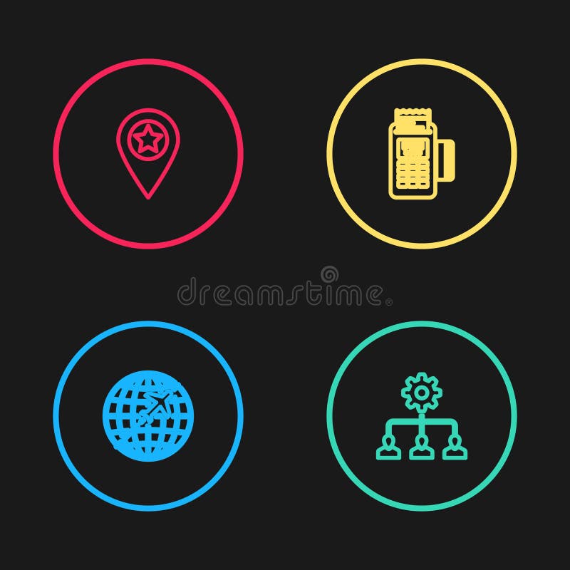 Set Line Globe with Flying Plane, Lead Management, POS Terminal and ...