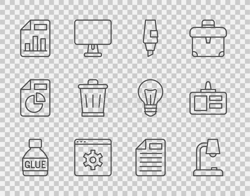 Set Line Glue, Table Lamp, Marker Pen, Browser Setting, Document with ... Set Line Glue, Table Lamp, Marker Pen, Browser Setting, Document with ...