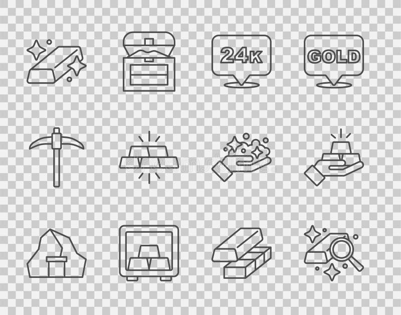 Set Line Gold Mine, Bars, 24k, Safe with Gold, Exchange Money and Icon ...