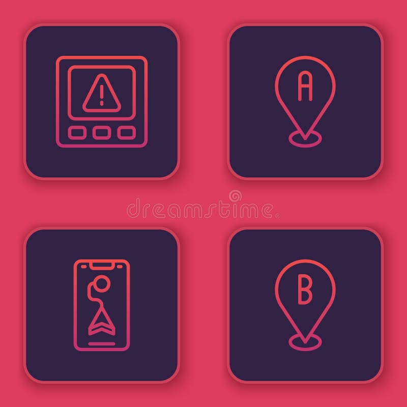 Set Line Gps Device Error, City Map Navigation, Location and . Blue ...