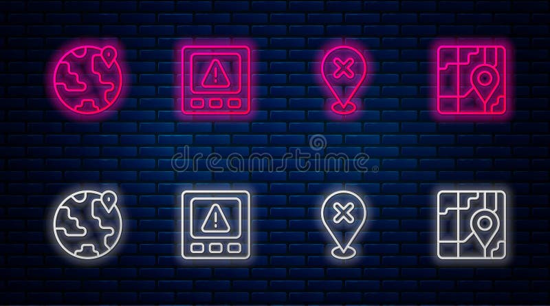 Set Line Gps Device Error, Location with Cross Mark, the Globe and City ...