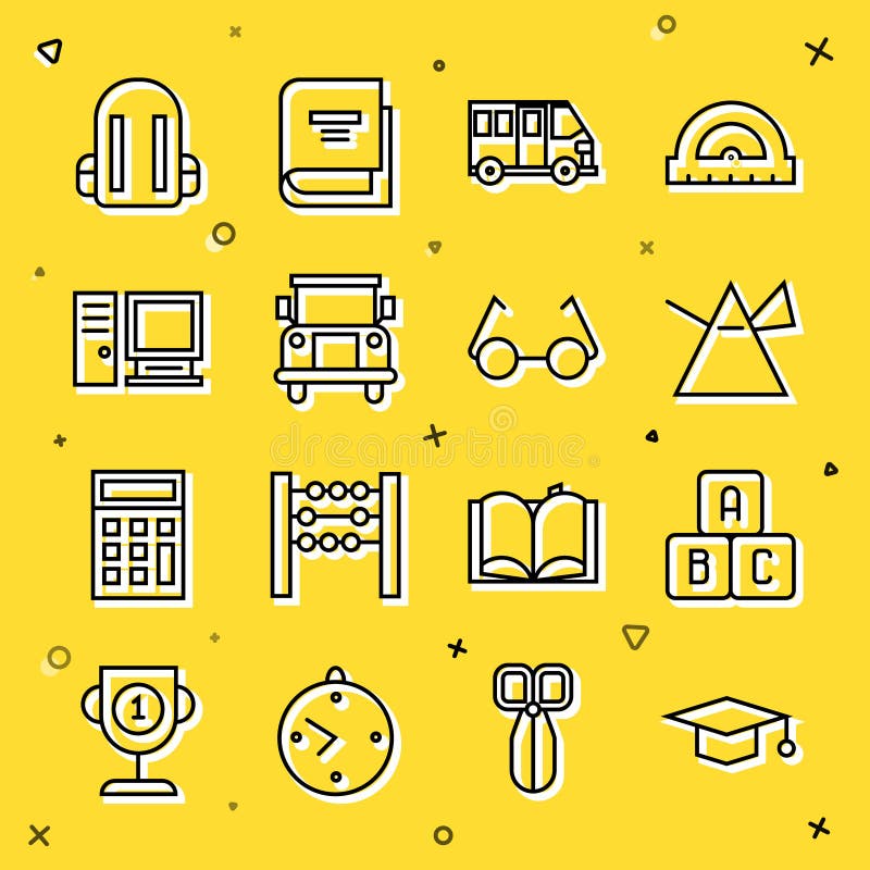Set Line Graduation Cap, ABC Blocks, Light Rays in Prism, School Bus ...