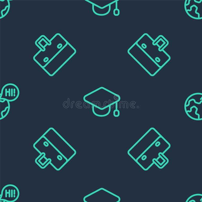 Set Line Graduation Cap, Briefcase and Learning Foreign Languages on ...