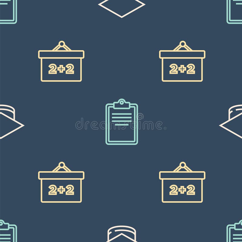 Set Line Graduation Cap, Chalkboard and Clipboard with Checklist on ...