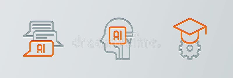 Set Line Graduation Cap Chat Bot E Icono De Robot Humanoide. Vector ... Set Line Graduation Cap Chat Bot E Icono De Robot Humanoide. Vector ...