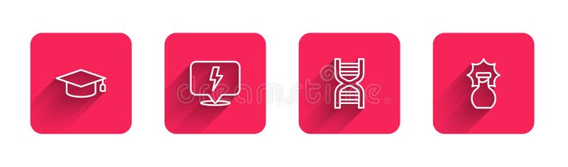 Set Line Graduation Cap, Lightning Bolt, DNA Symbol and Explosion the ...