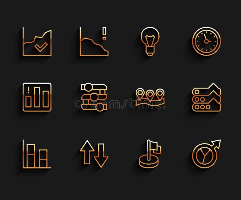 Set Line Graph, Chart, Diagram, Arrow, Financial Growth Increase, Flag ...