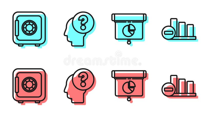 Set Line Graph, Chart, Diagram, Infographic, Safe, Human Head with ... Set Line Graph, Chart, Diagram, Infographic, Safe, Human Head with ...