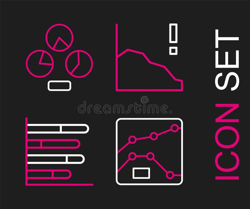 Set Line Graph, Chart, Diagram, Pie Infographic, Financial Growth Decrease and Icon. Vector ...