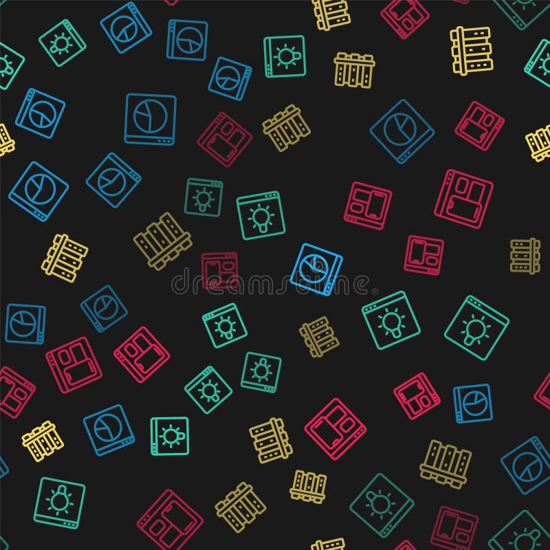 Set Line Graph Chart Infographic, Browser Window, Server and Web Developer Programming Code on ...