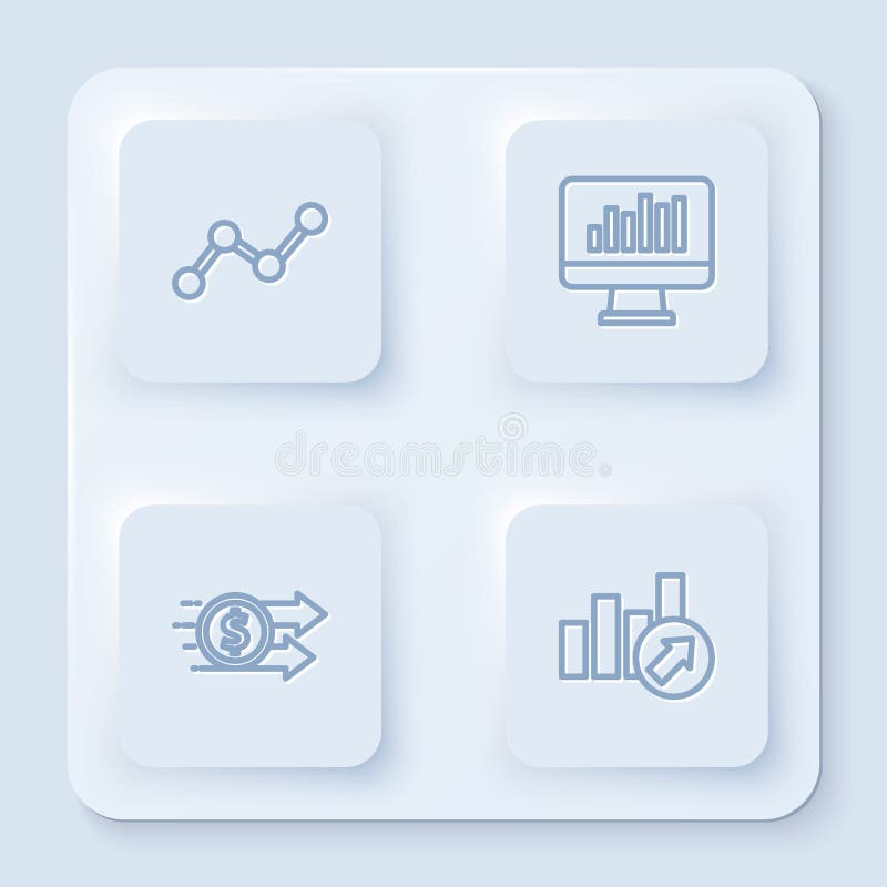Set Line Graph Chart Infographic, Monitor with, Financial Growth Dollar ...