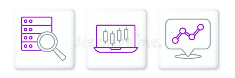 Set Line Graph Chart Infographic, Server and Stocks Market Growth ...