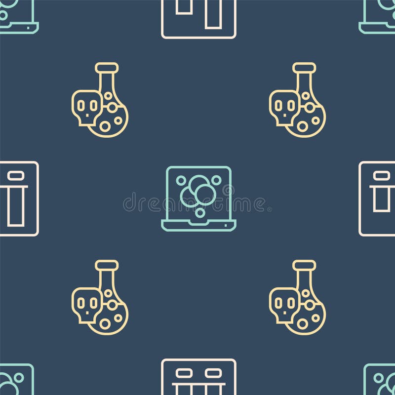 Set Line Graph Chart Infographic, Test Tube with Toxic Liquid and ...