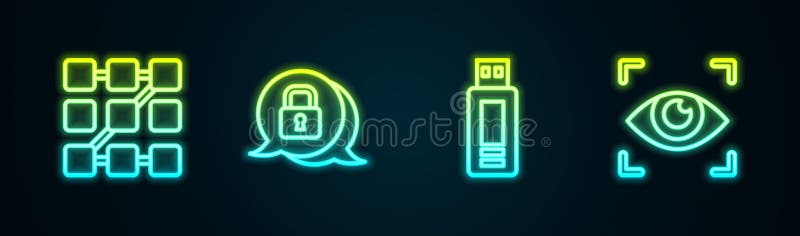 Set Line Graphic Password Protection, Cyber Security, USB Flash Drive ...